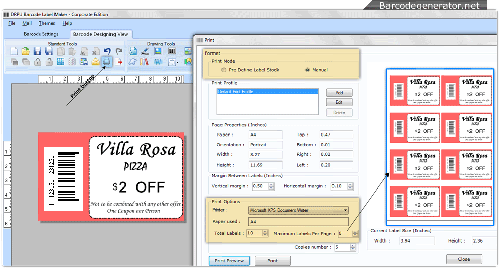 Screenshots of Barcode Generator Software - Corporate Edition to design ...