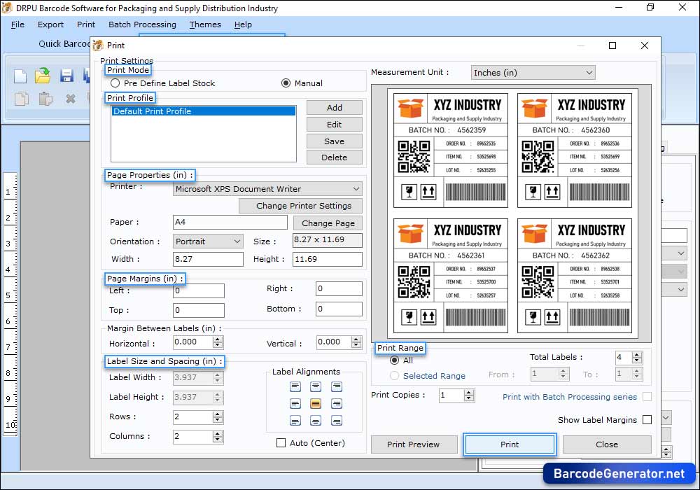 Screenshots of Barcode Generator Software for Distribution Industry ...