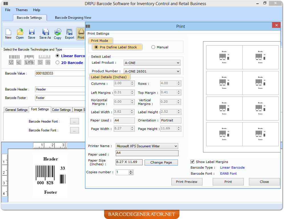 Screenshots of Barcode Generator Software for Retail Business to view ...