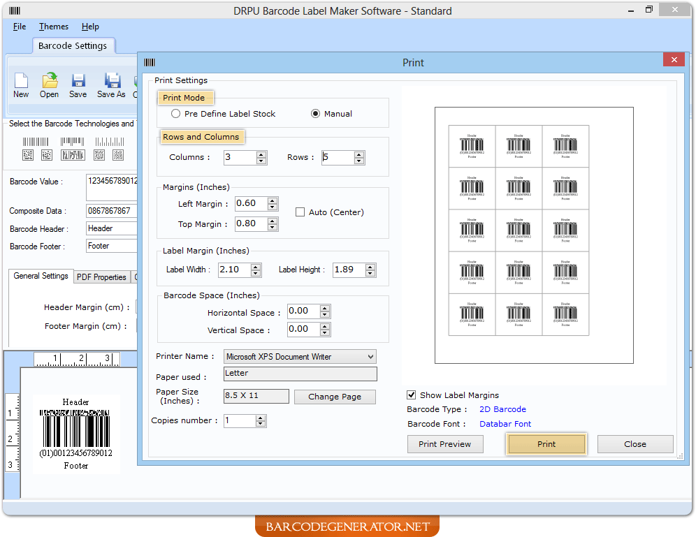Screenshots of Barcode Generator Software – Standard Edition for how to ...
